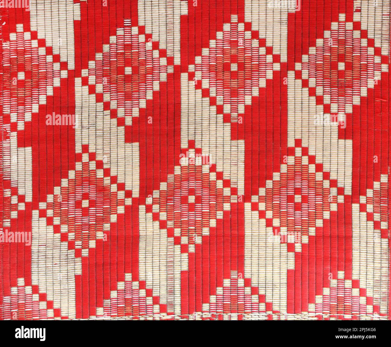 Sisal mat with traditional asian geometric patterns. Jute handmade rug ...