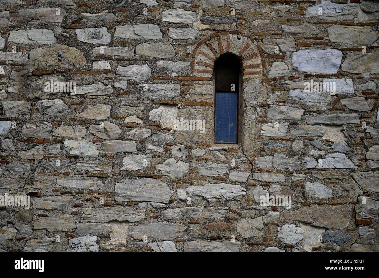 Landscape with scenic exterior stone wall view of Panaghia ...