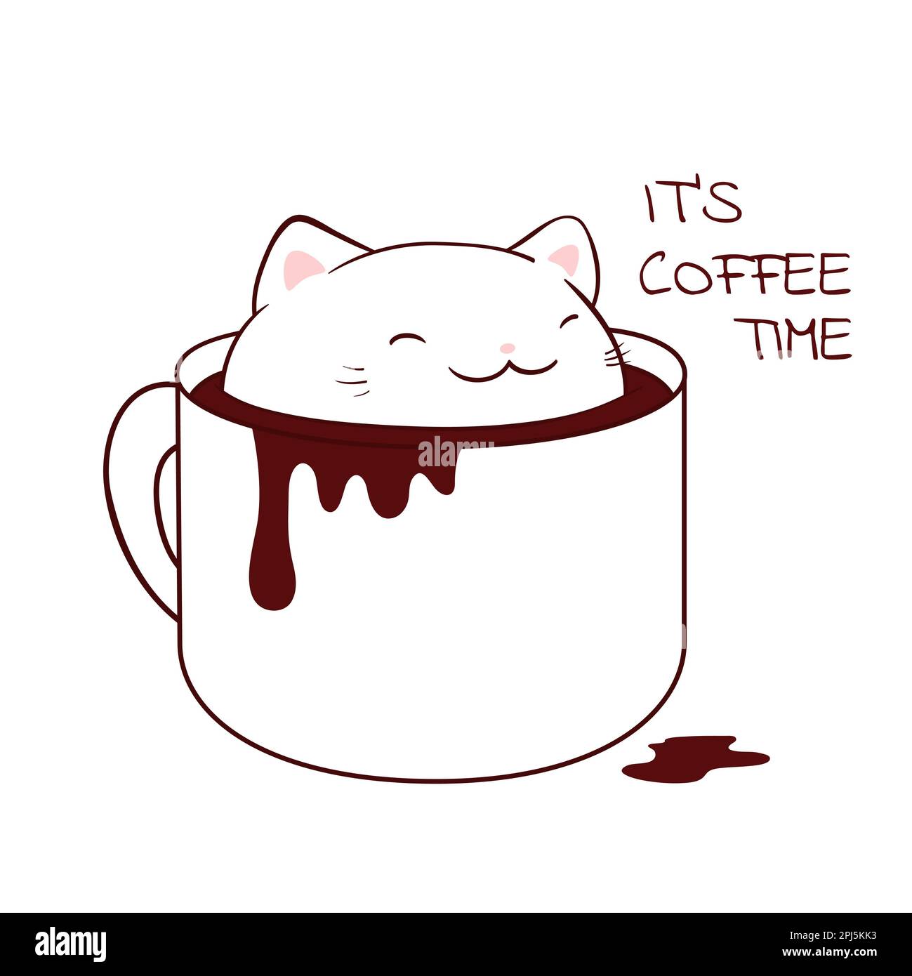 Square retro card with cute animal in cup in kawaii style. Vintage ...