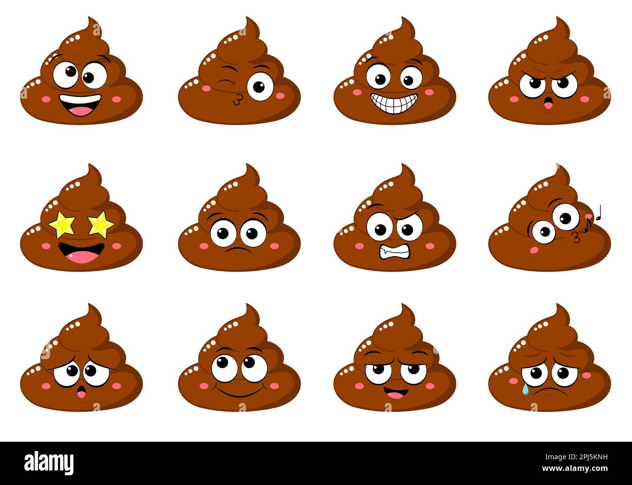Collection of Cute funny poop with different mood. Set of cartoon poo ...