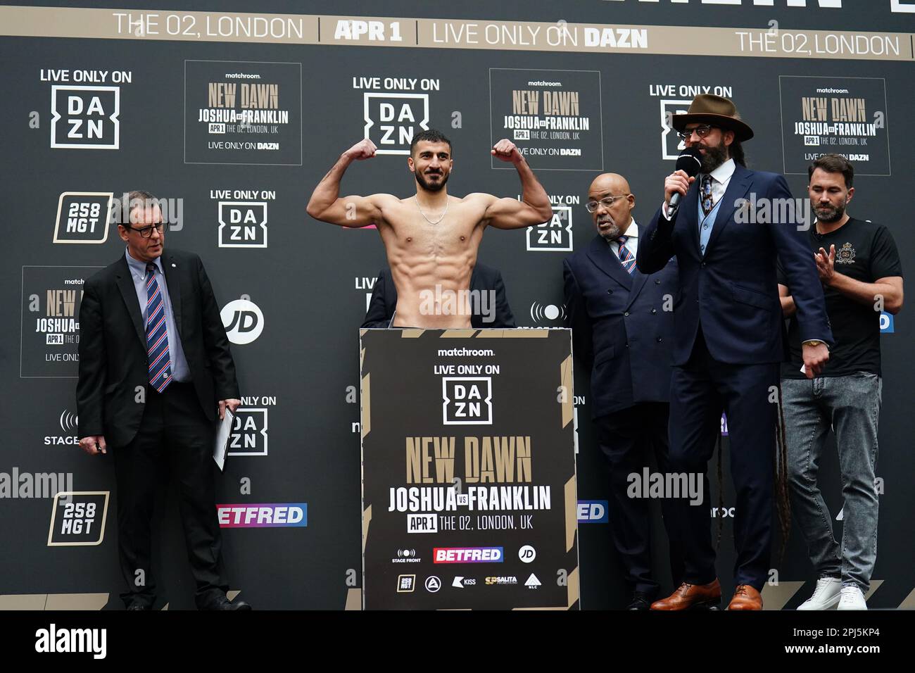 Ziyad Almaayouf during the weigh-in at Westfield London. Picture date ...