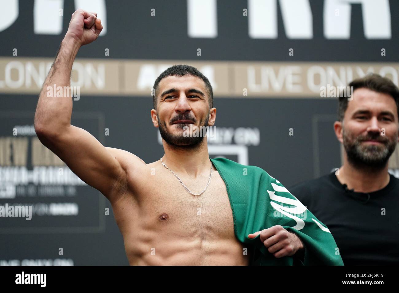 Ziyad Almaayouf during the weigh-in at Westfield London. Picture date ...