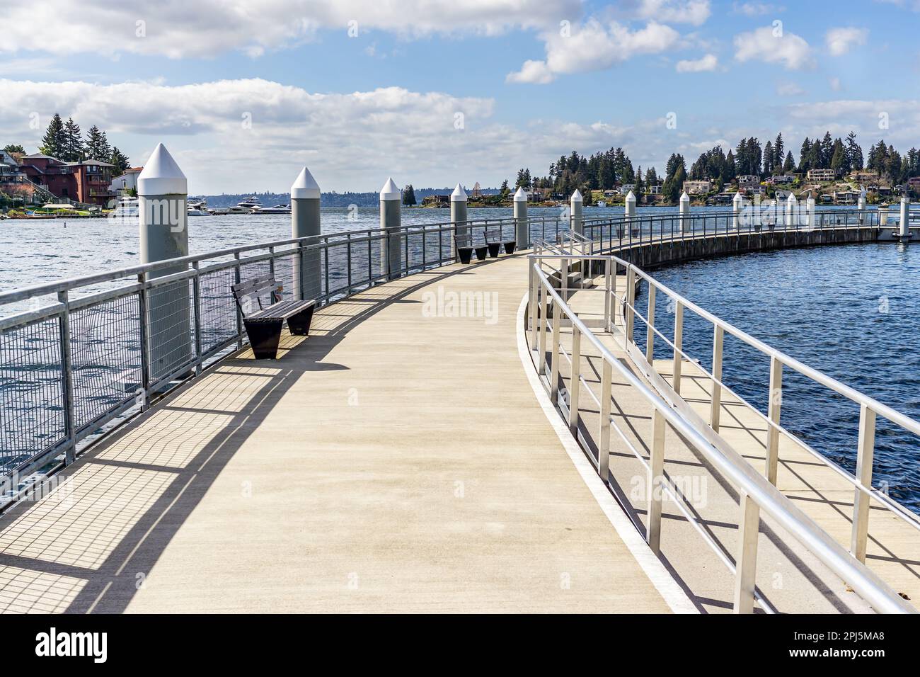 A detailed view of the pier at meydenbauer bay park in Bellevue ...