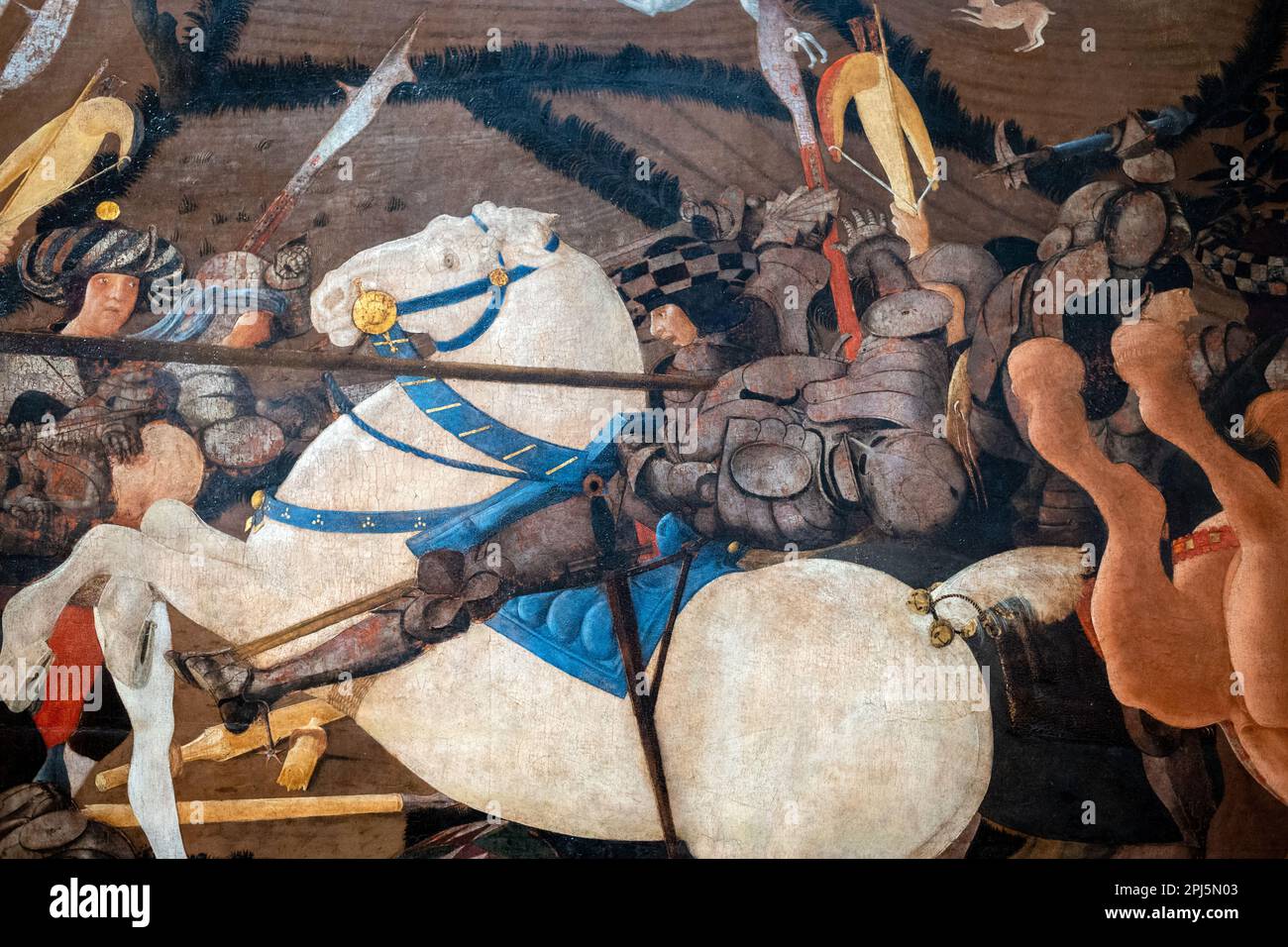 Detail of 'Battle of San Romano' (1435-60) by Paolo Uccello on display ...