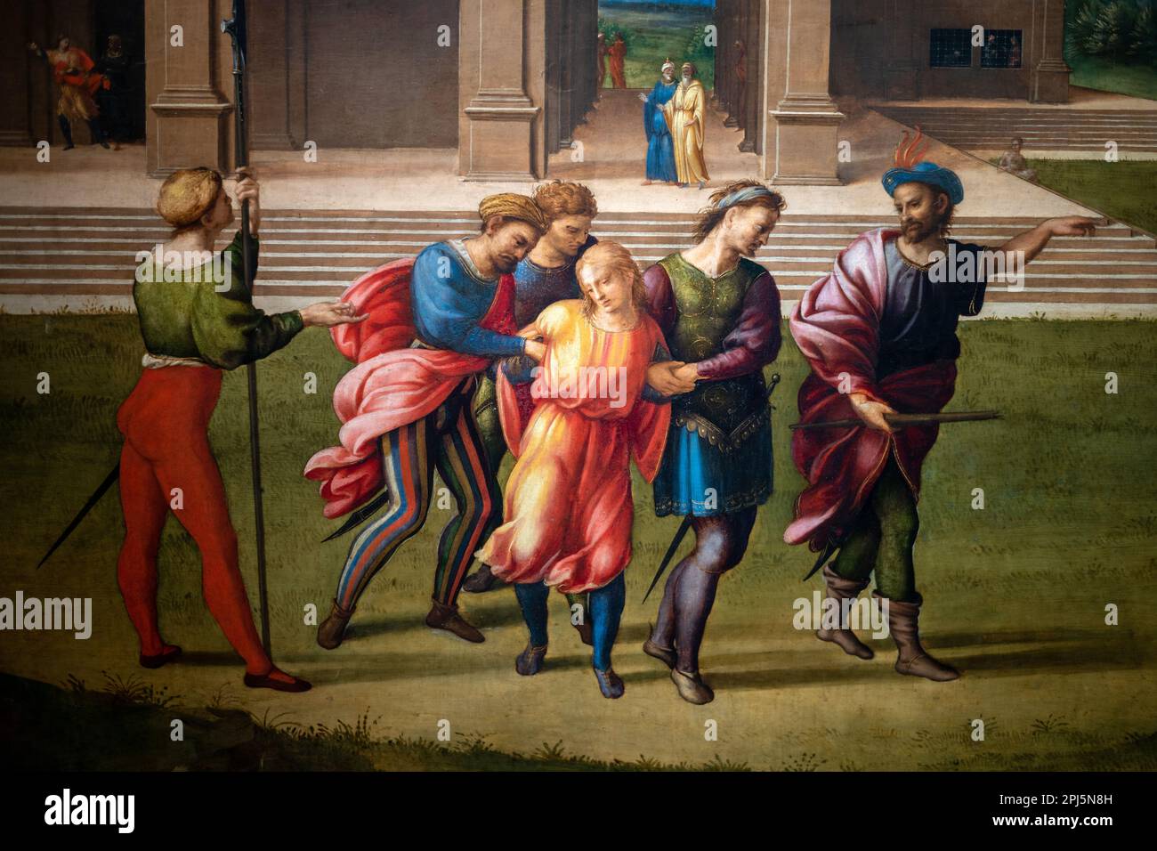 Detail of 'Joseph conducted to Prison' (1515) by Granacci, in the ...