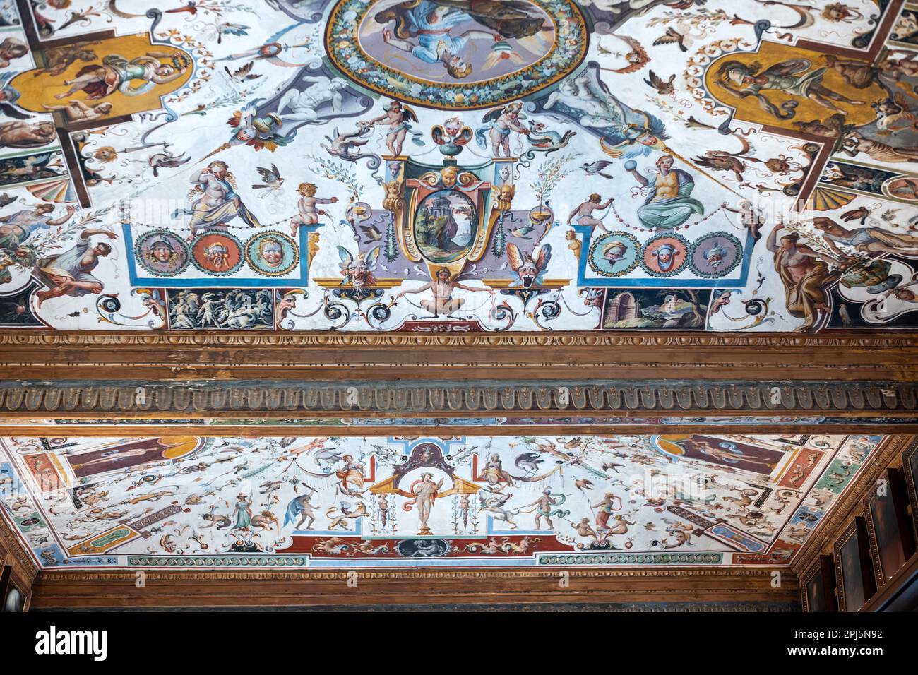 Uffizi ceiling decoration, Uffizi, Florence, Italy Stock Photo - Alamy