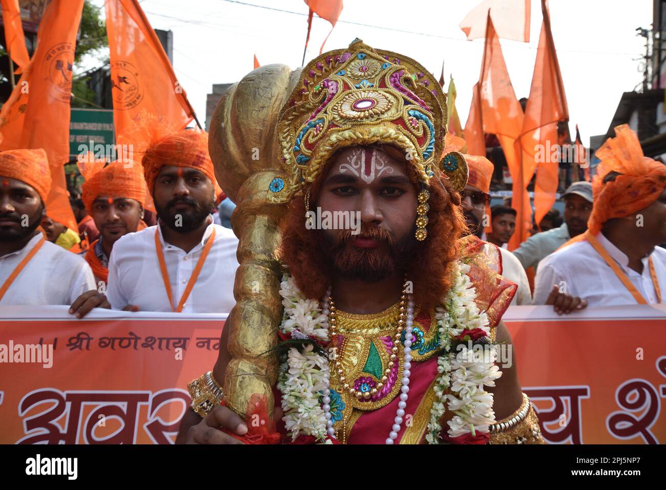 Hindu devotees hold the idol of Lord Ram while take part during Ram ...