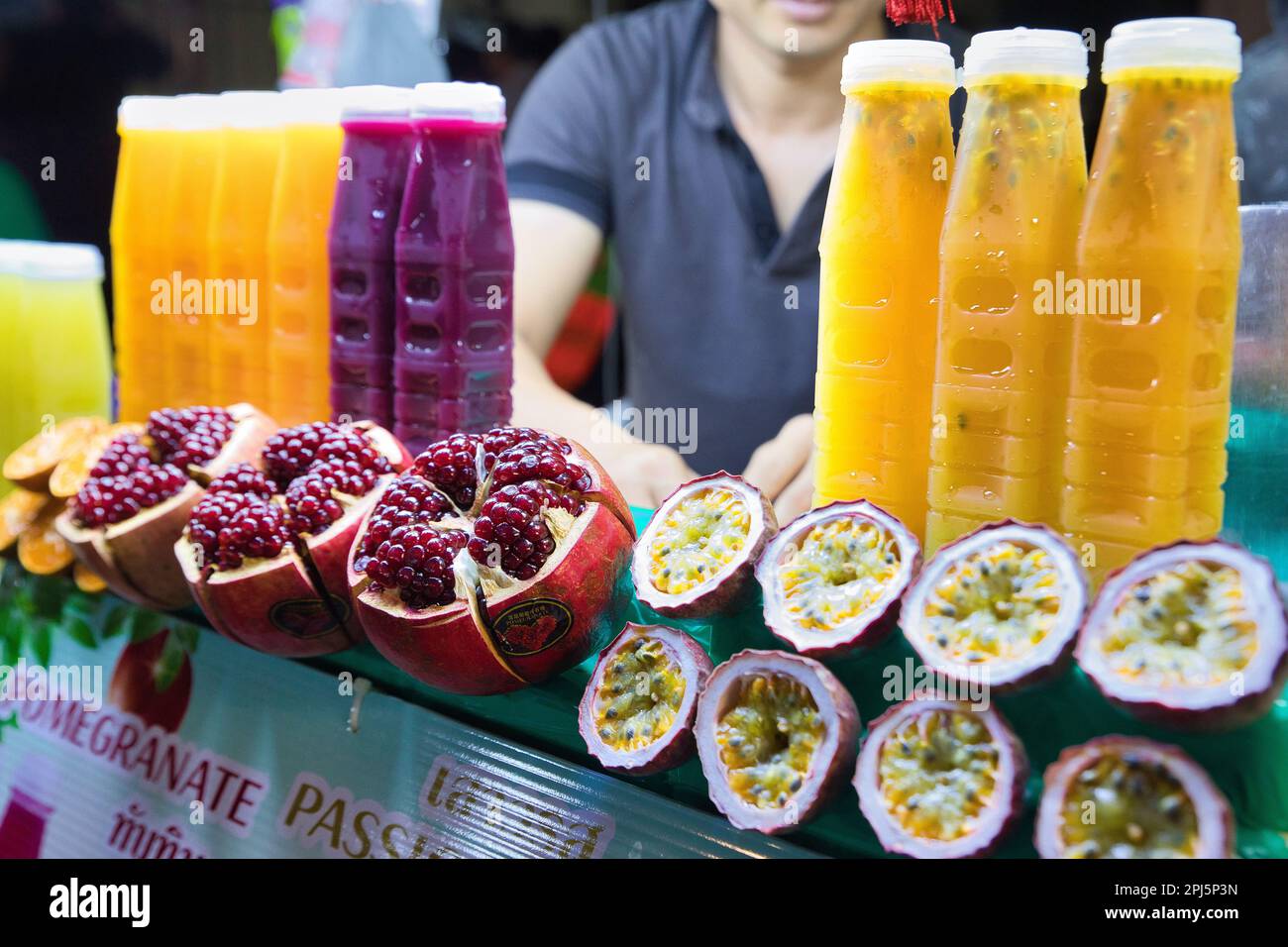 A street food stall in Chinatown in Bangkok in Thailand with fresh ...
