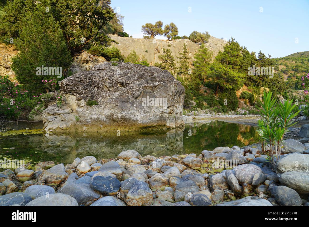 Greek nature, amazing Landscape in Rhodes with an lake in the Summer ...