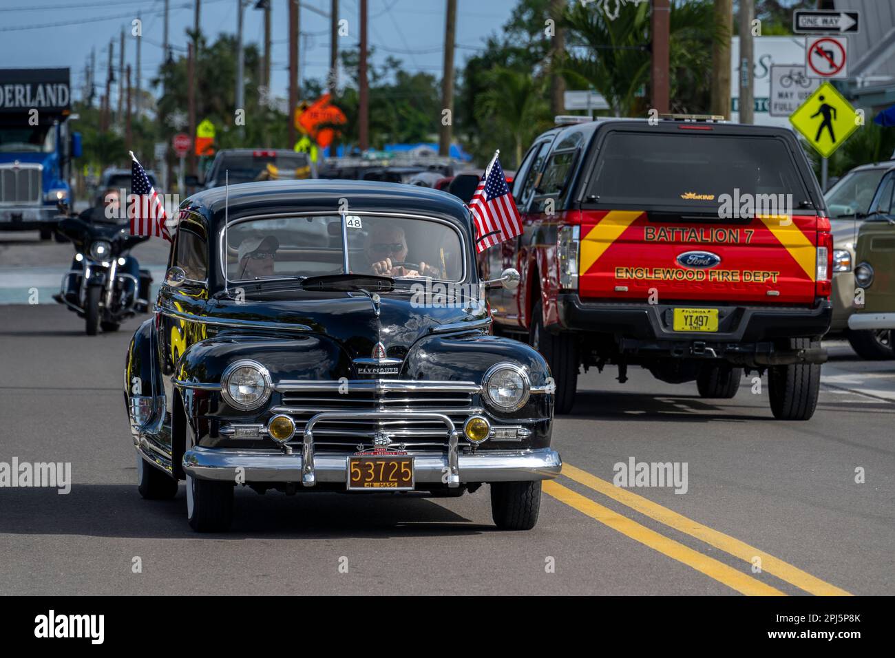 Black sedan car in Dearborn Street, Englewood, Florida Stock Photo - Alamy