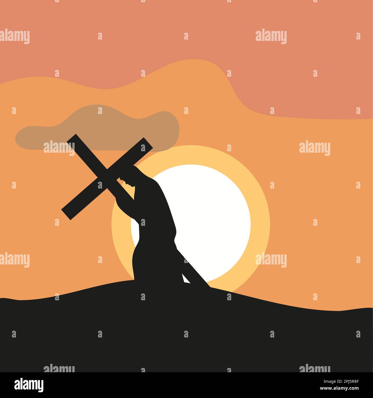 Jesus Carrying Cross Silhouette Stock Illustrations 26 Jesus Carrying