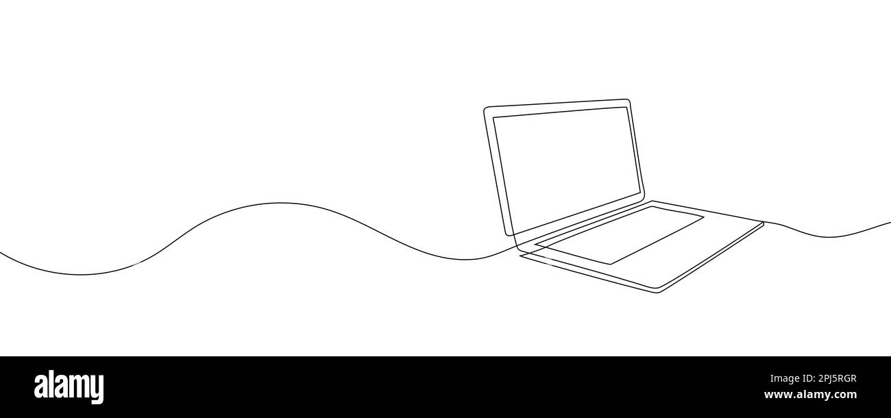 continuous line drawing of computer desk furniture vector illustration ...