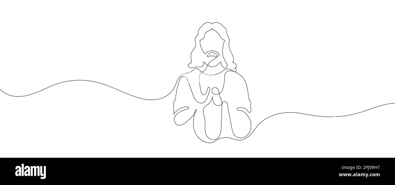 Continuous line drawing of Jesus Christ, son of God, biblical easter ...