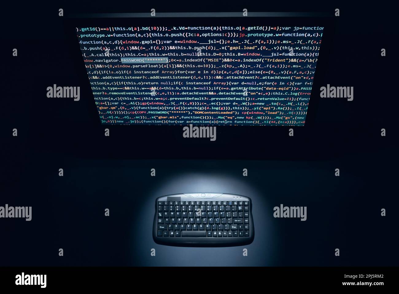 Cyber Security Threat Computer Screen With Programming Code Internet And Network Security