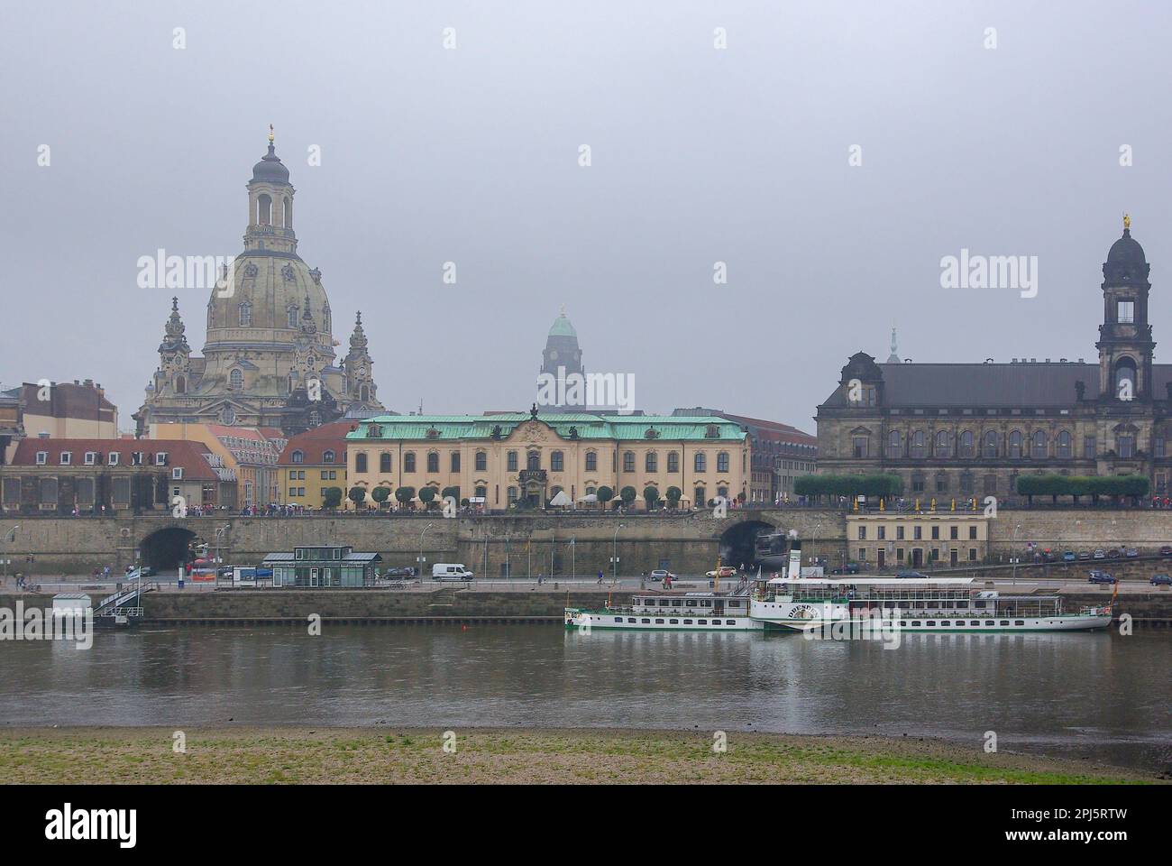 The historical Old Town scenery on the Terrassenufer Dresden, Saxony ...