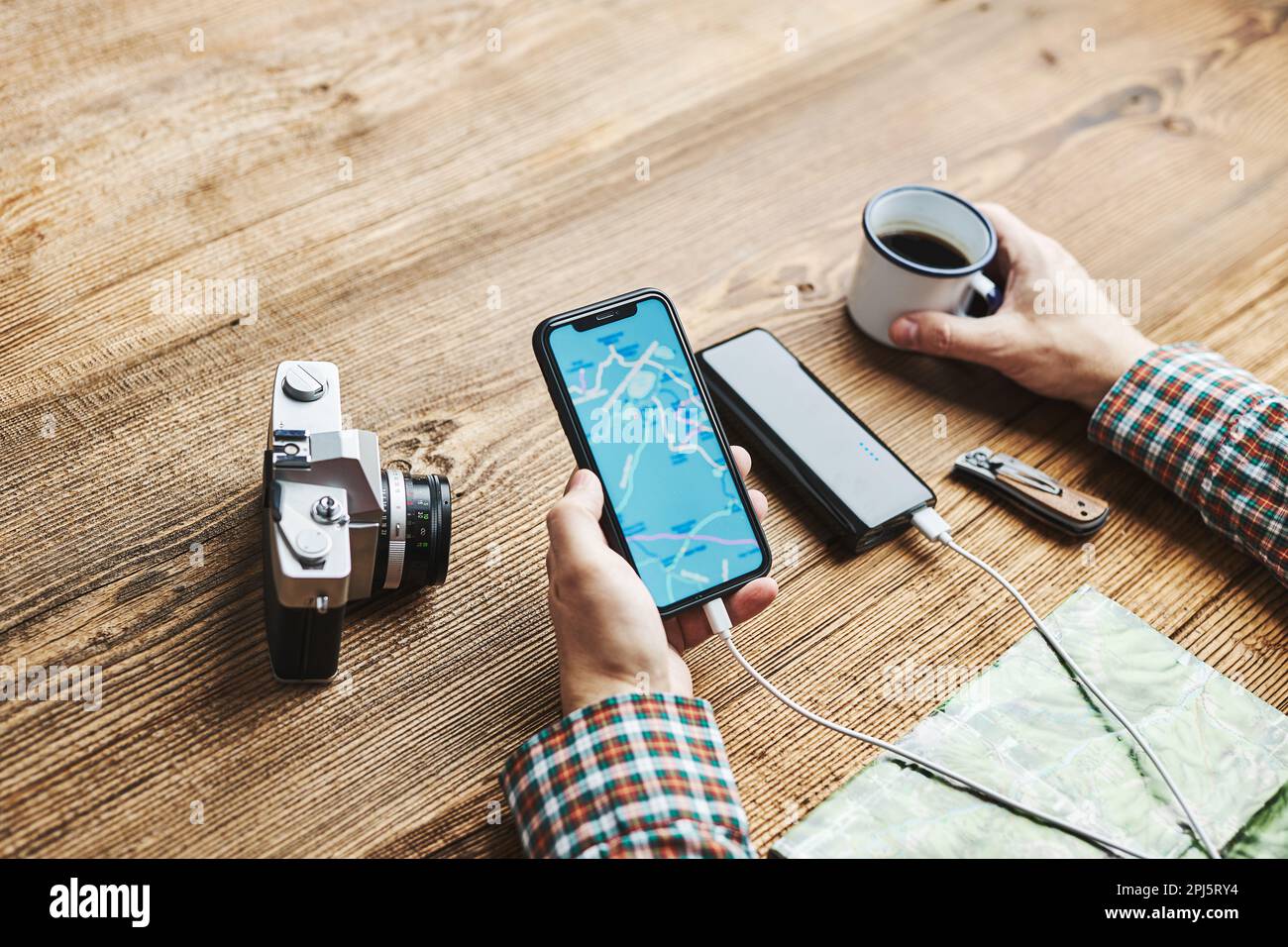 Man planning next vacation trip while journey. Searching travel ...