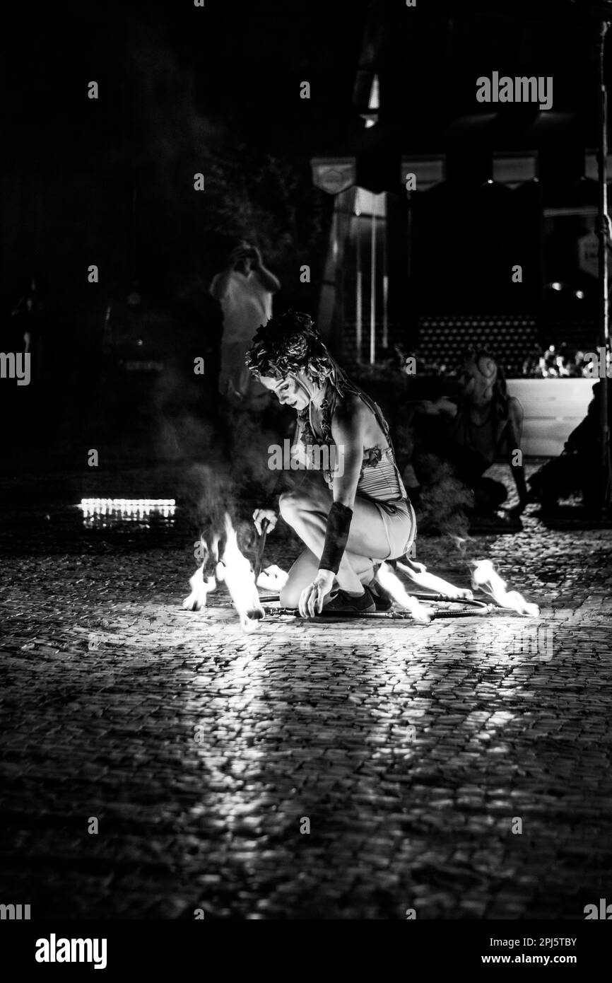 Performance - Street Performers handling fire. Beautiful artistic ...
