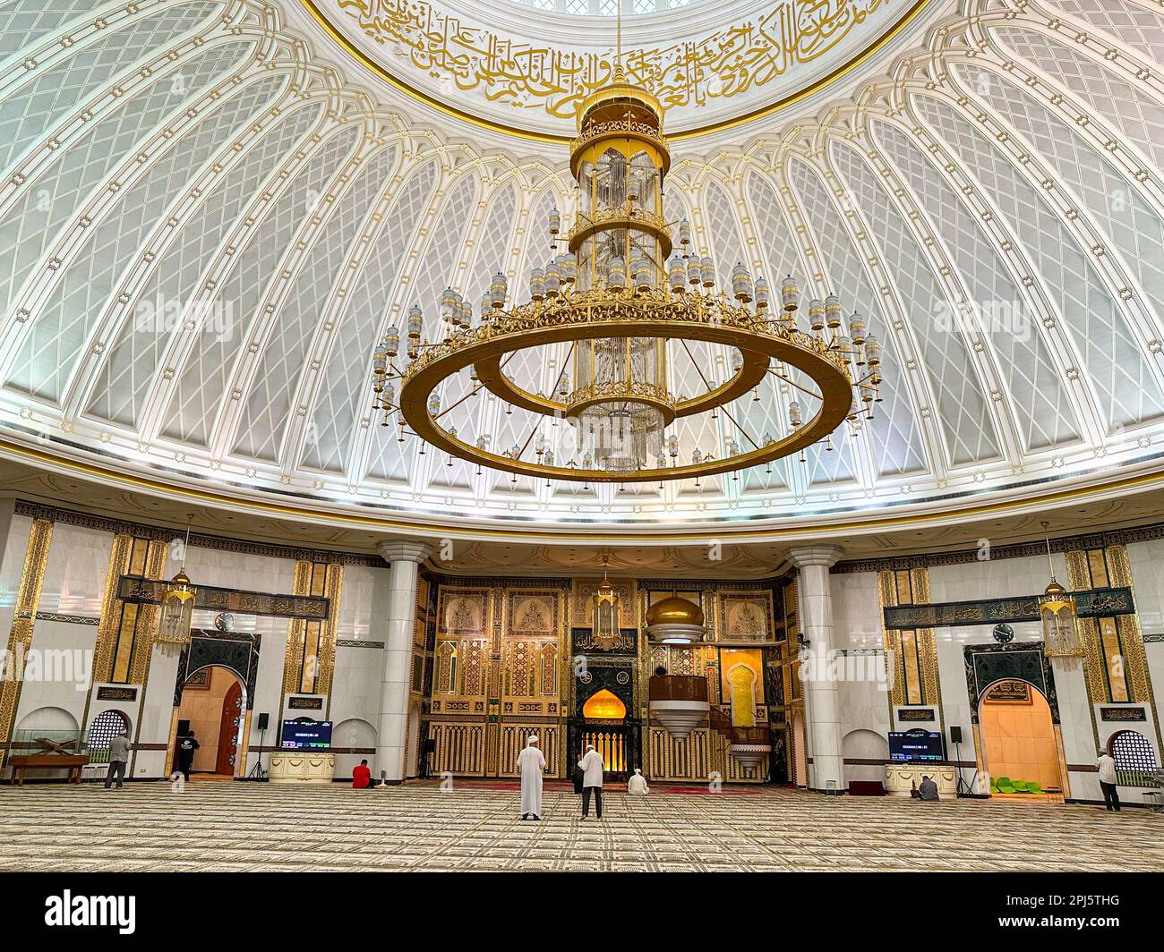 8 3 2023 interior structure of mosque Jame' Asr Hassanil Bokliah at Brunei Darussalam with blue ...
