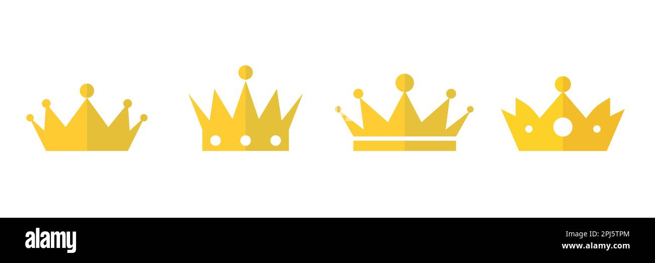 Flat crown icon. Crown design, golden royal crown isolated on white ...