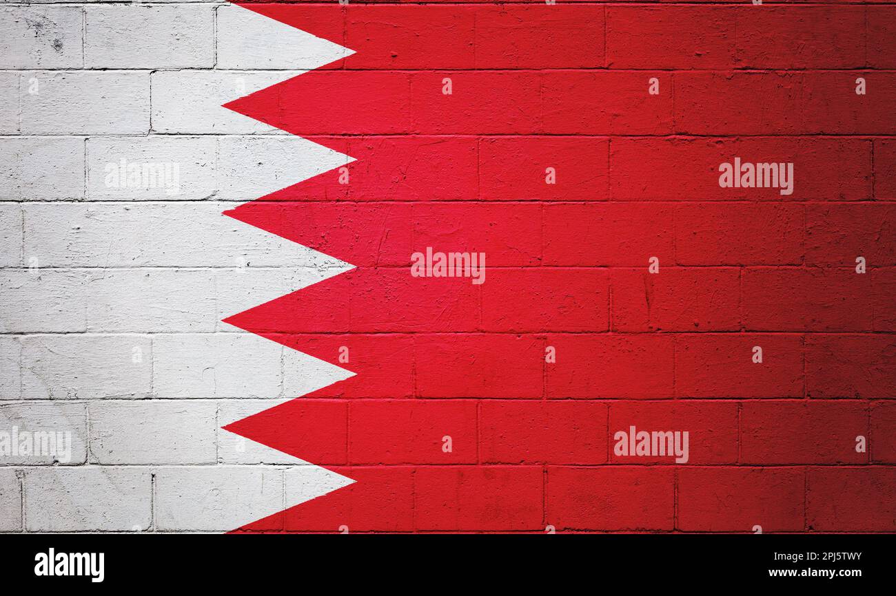 Flag of Bahrain painted on a cinder block wall Stock Photo - Alamy