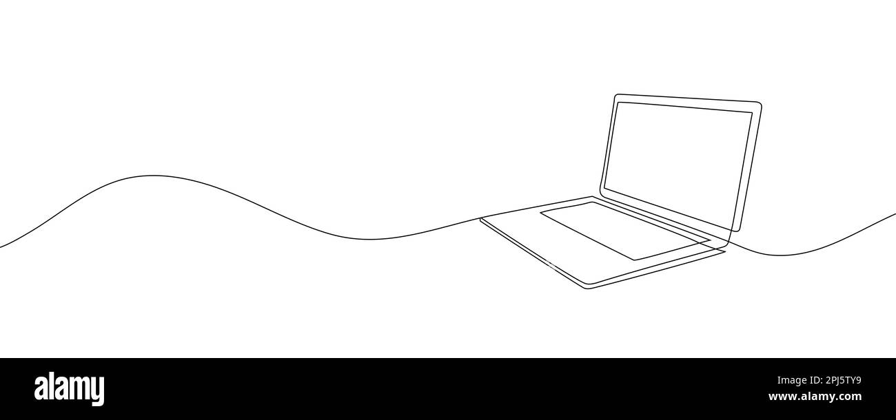 continuous line drawing of computer desk furniture vector illustration ...