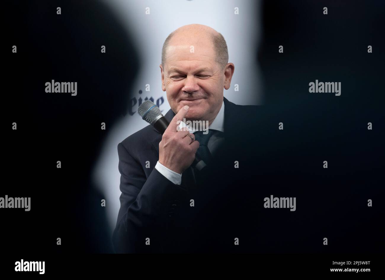 31 March 2023, Hesse, Frankfurt/Main: German Chancellor Olaf Scholz ...