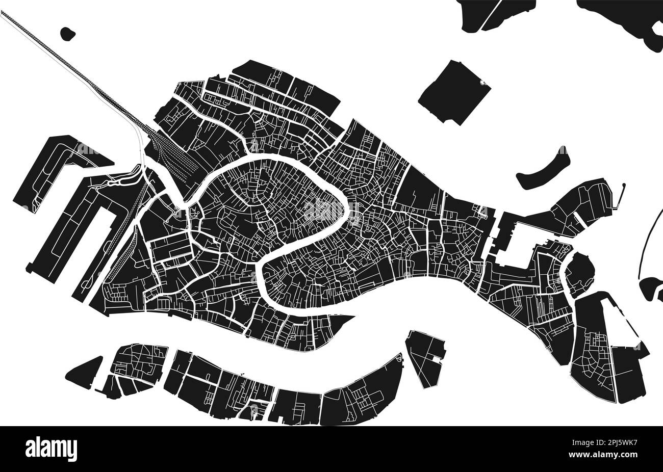 Black and white vector city map of Venice with well organized separated layers Stock Vector ...