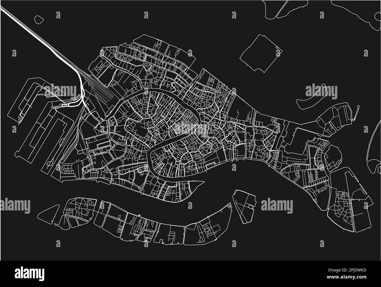 Black and white vector city map of Venice with well organized separated ...