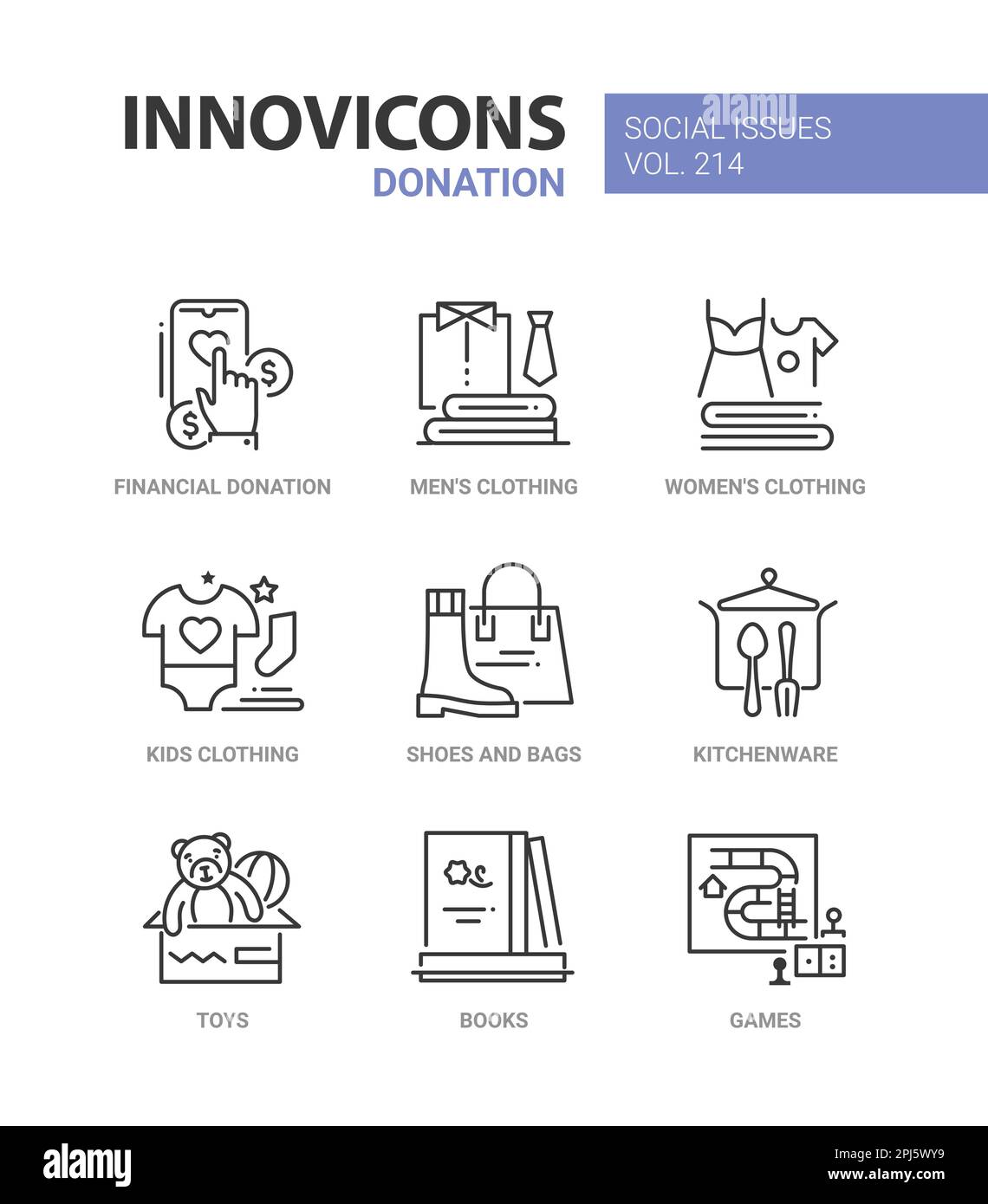 Donation and charity - line design style icons set Stock Vector Image & Art - Alamy