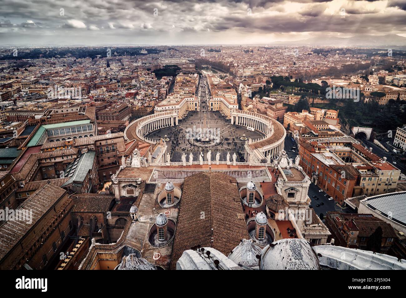 aerial view of Saint Peter square in Vatican City in Rome, Italy Stock ...