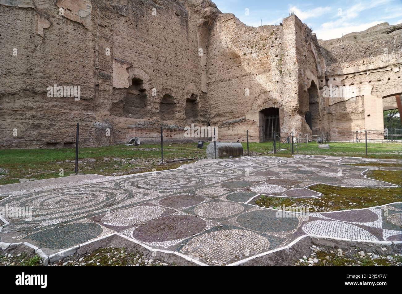 ruins of the Caracalla baths in Rome with mosaics and thermal baths ...