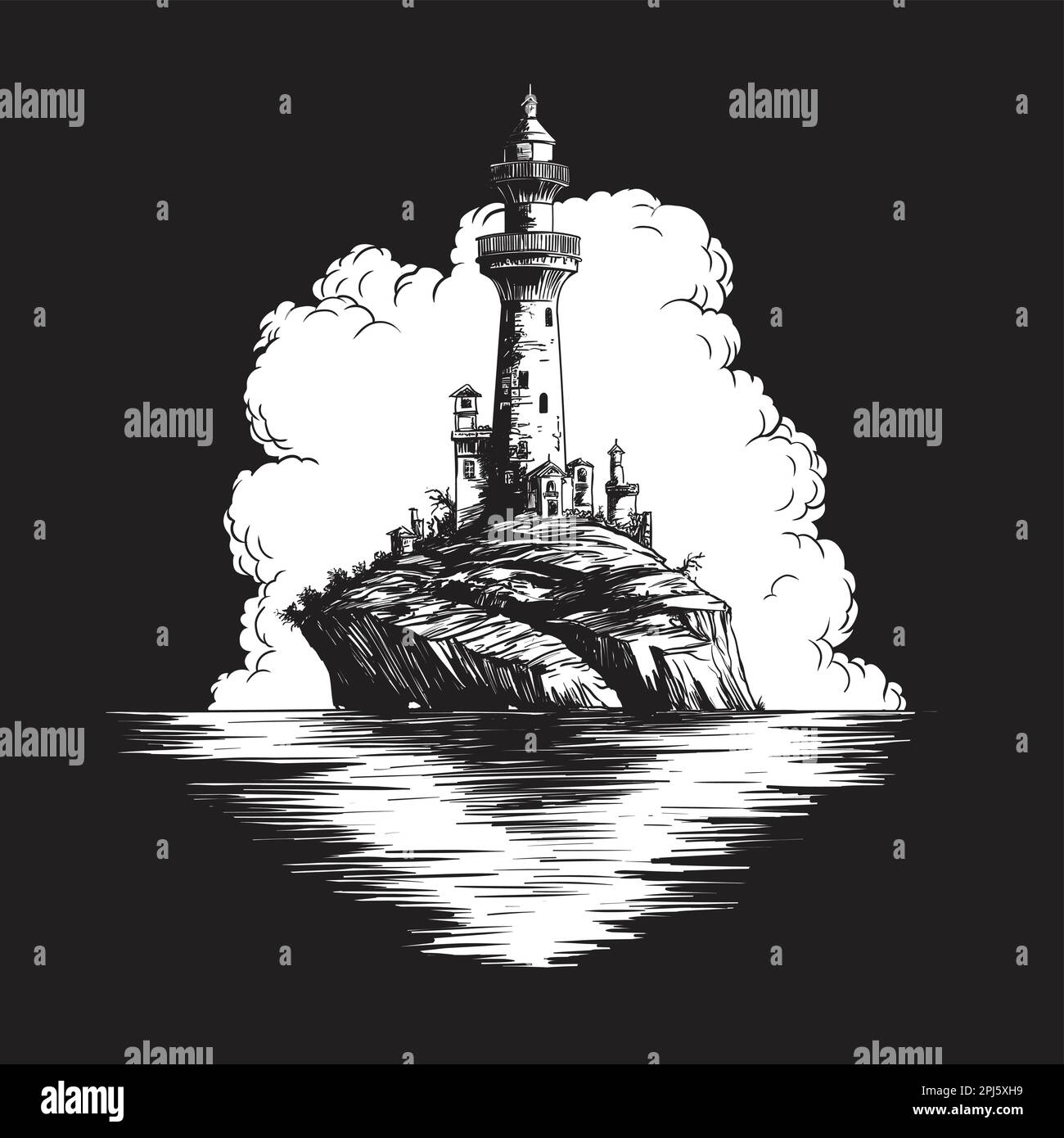 Old lighthouse harbor Stock Vector Images - Alamy