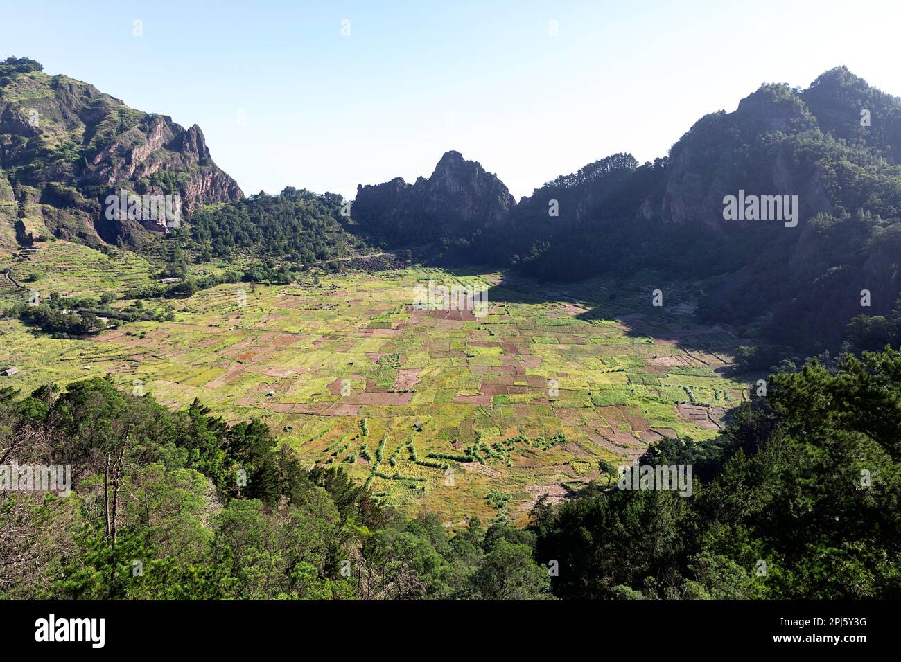 Spectacular cova de paul volcanic crater in morning light with ...