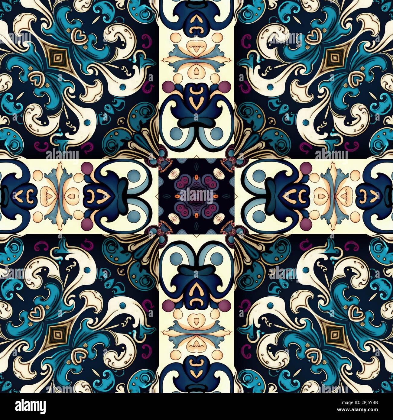 Ornamental victorian seamless wallpaper in roccoco style. Repeat tile ...