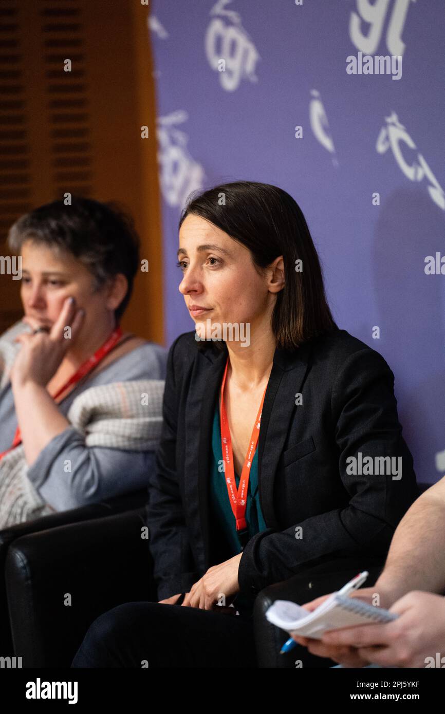 Clermont Ferrand, France. 31st Mar, 2023. Sophie Binet is seen during ...