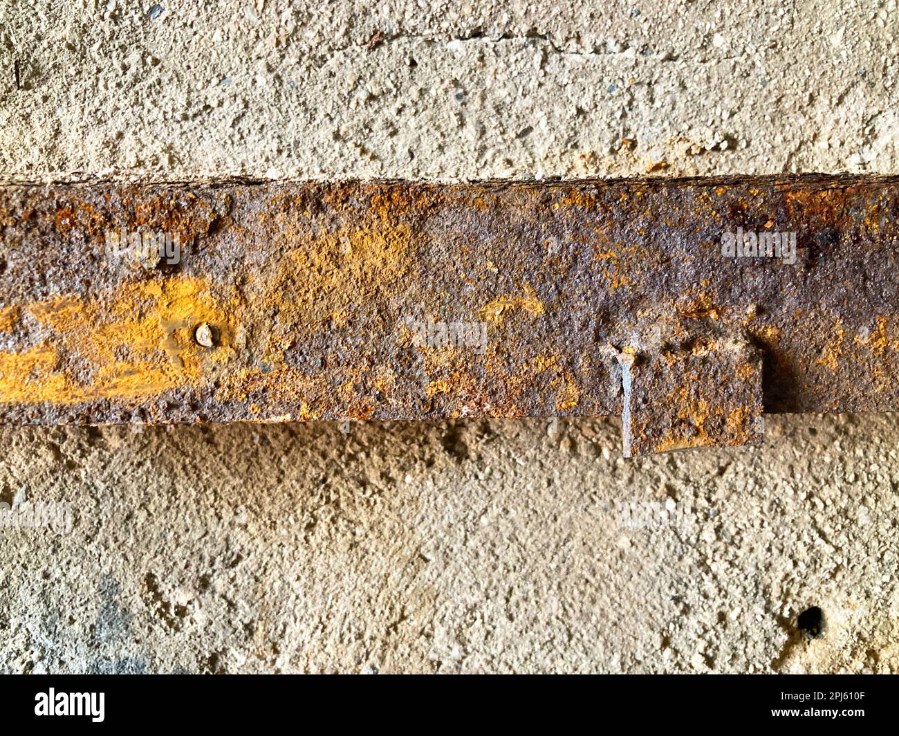 Texture concrete wall with damage metal Stock Photo - Alamy