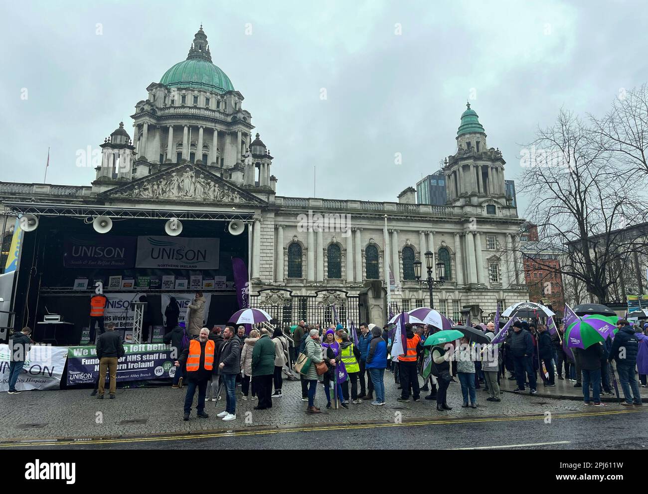 Members of the Unison and Nipsa unions, including representatives from ...