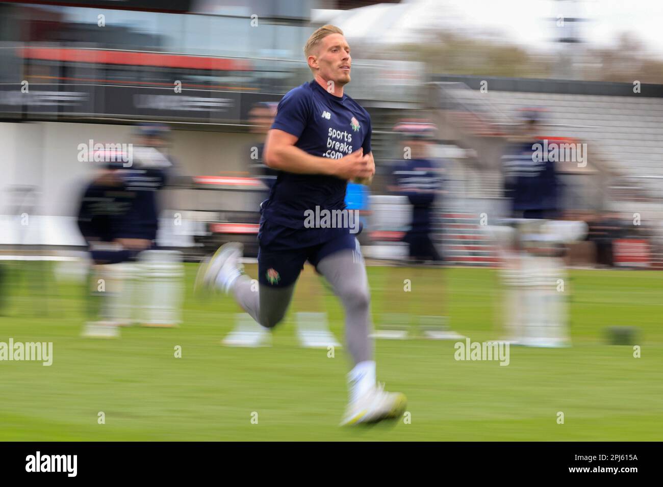 Luke Wood of Lancashire Cricket Club during practice at Lancashire ...