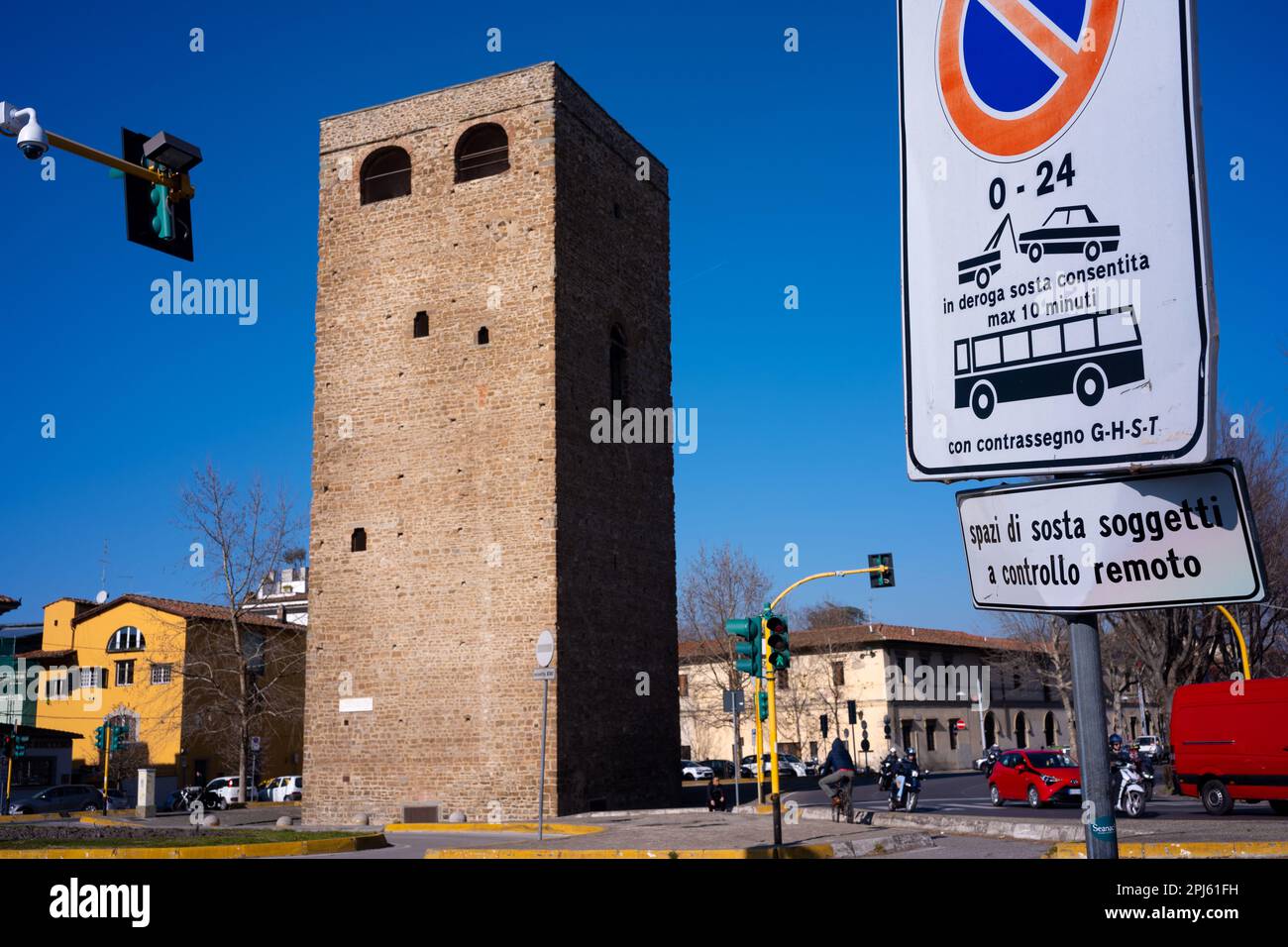 Torre della Zecca, on the north bank of the Arno. Ancient city walls of ...