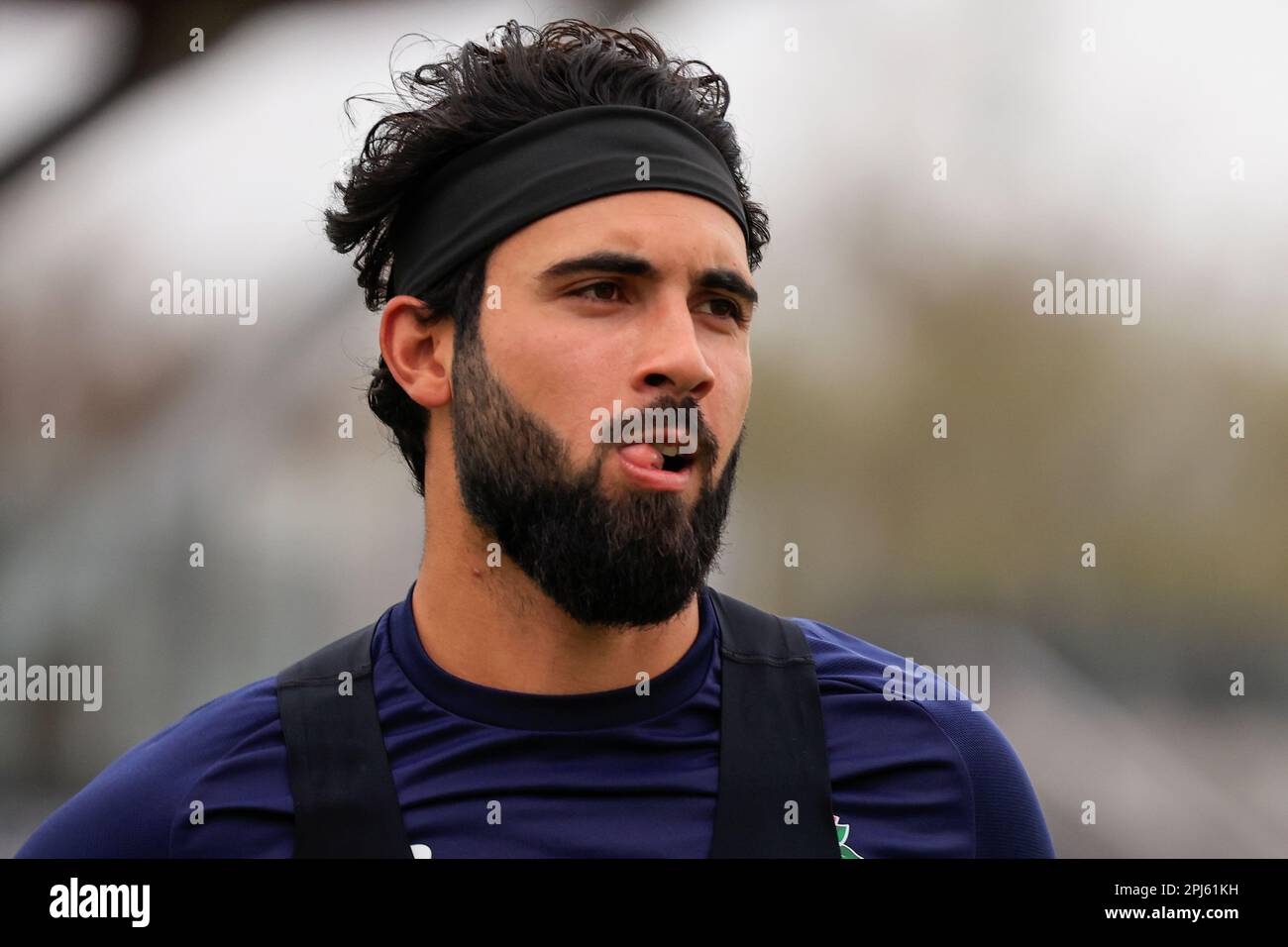 Saqib Mahmood of Lancashire Cricket Club during practice at Lancashire ... Saqib Mahmood of Lancashire Cricket Club during practice at Lancashire ...