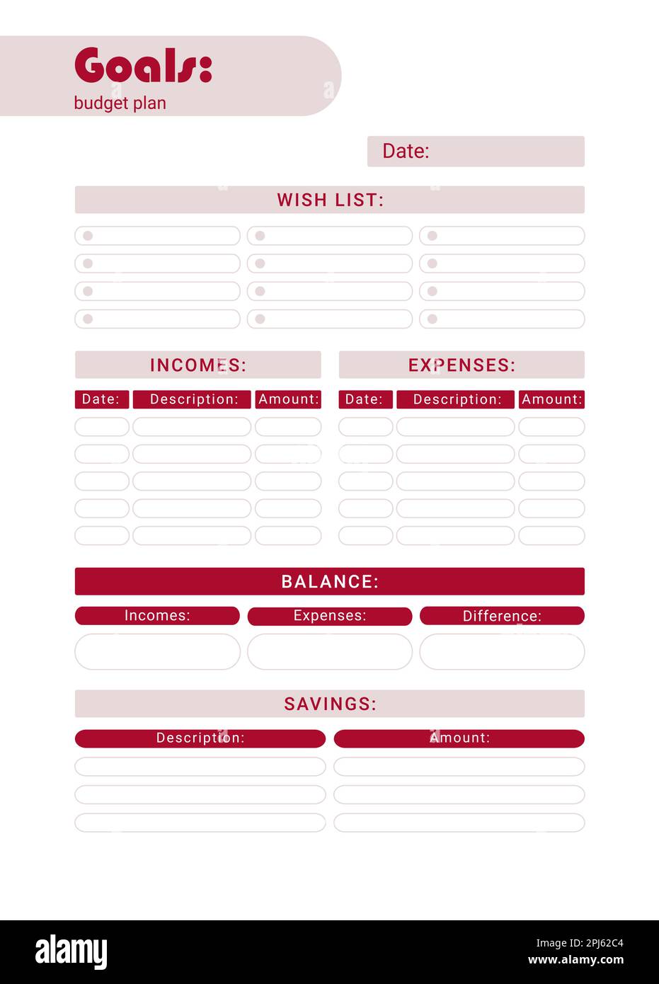 Monthly budget planner template design hi-res stock photography and ...