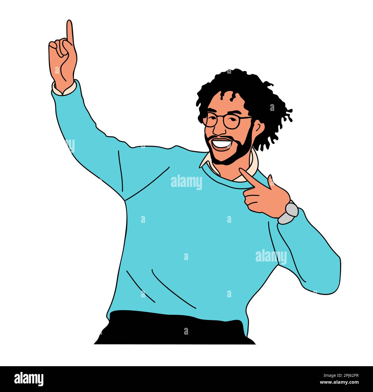 Smiling man pointing up with fingers vector Stock Vector Image & Art ...