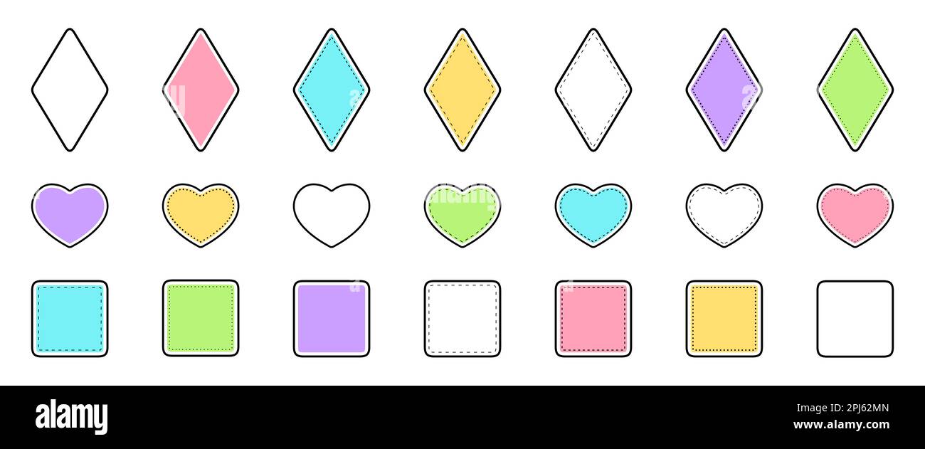 Stitch sticker design set. Abstract graphic patch. Modern element label ...