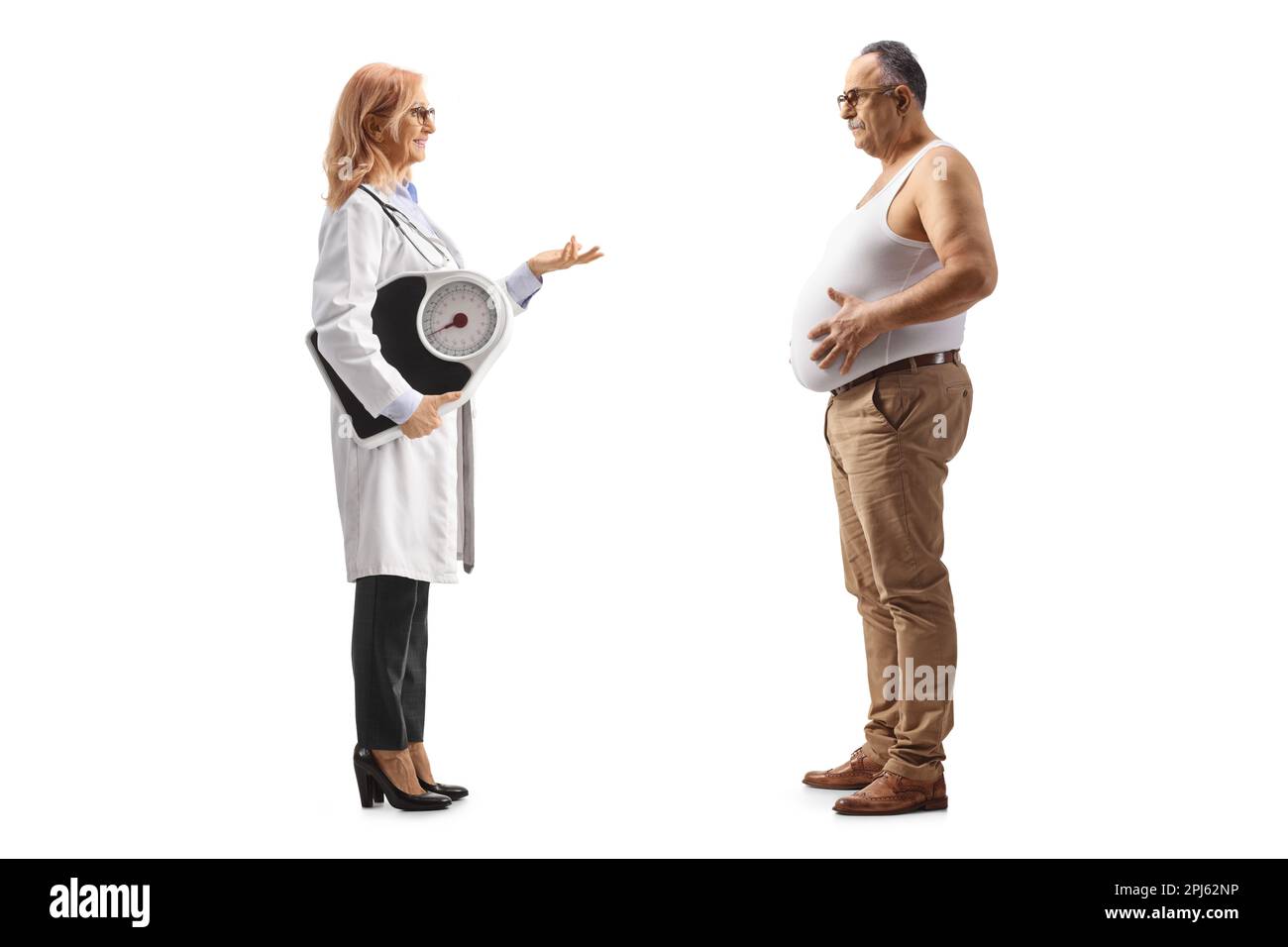 Overweight man scale doctor hi-res stock photography and images - Alamy