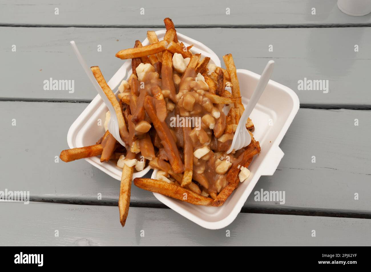 Poutine from a fast food truck in northern Ontario, Canada Stock Photo ...