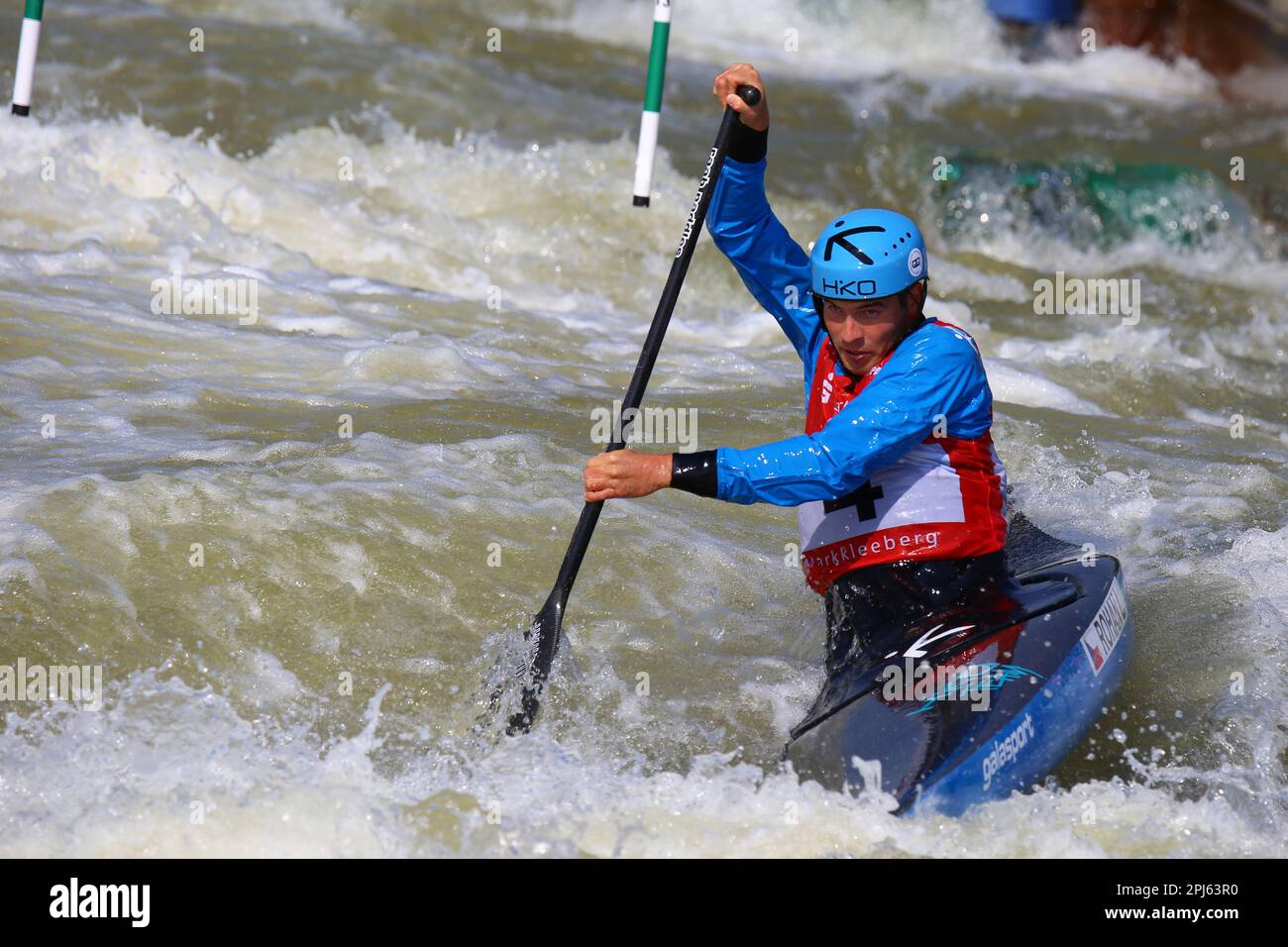 Markkleeberg, Germany, April 06, 2019: male canoeist Lukas Rohan in ...