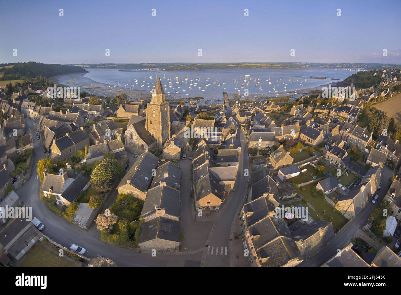 France. Brittany. Ille et Vilaine (35) Aerial view of the village of ...
