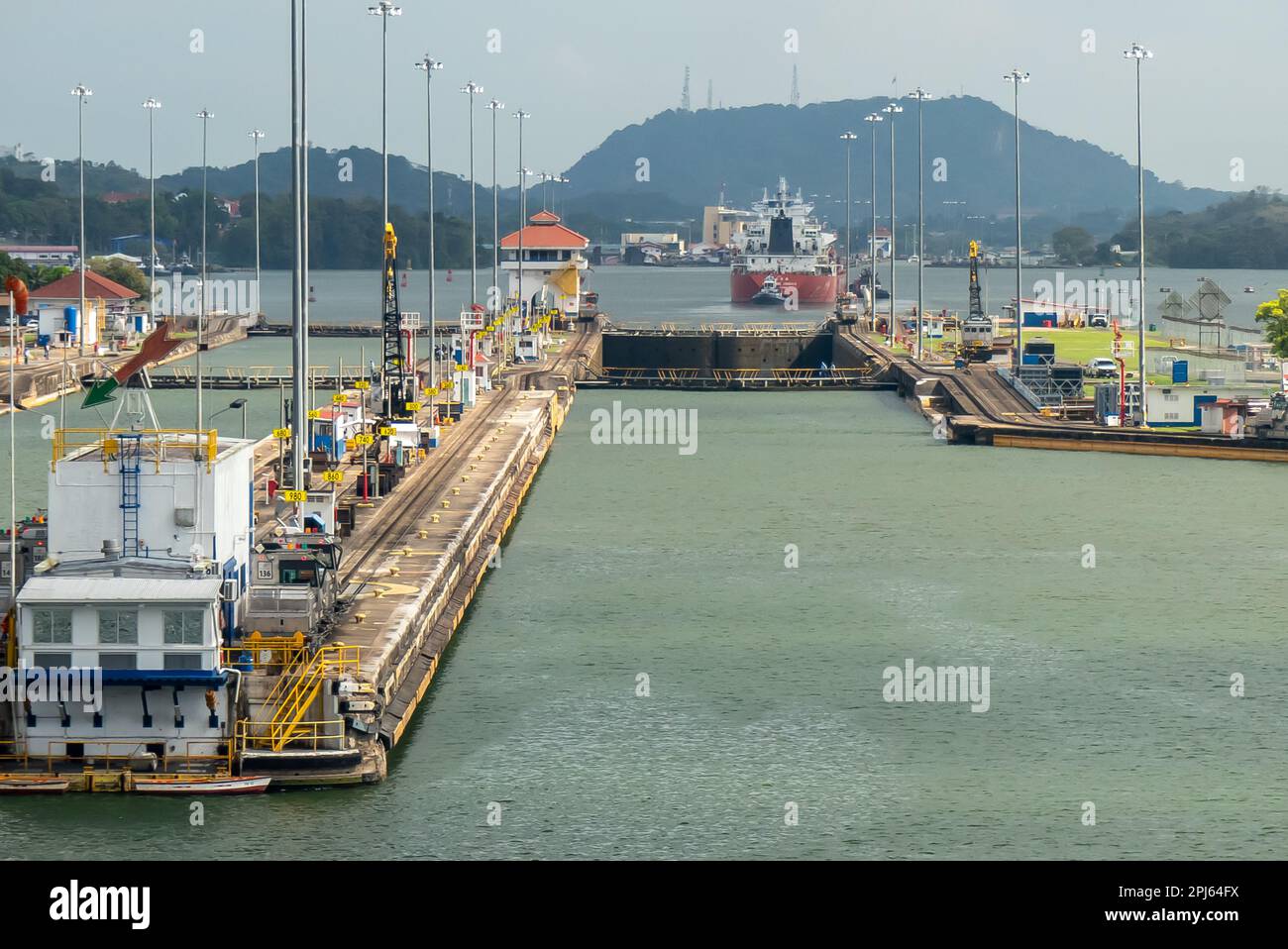 Transiting the Panama Canal: the Pedro Miguel Locks Stock Photo - Alamy