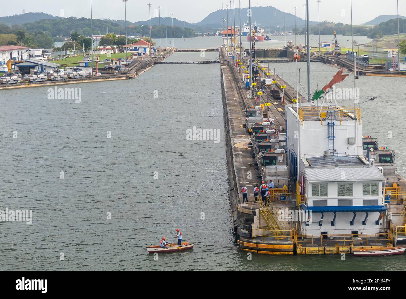 Transiting the Panama Canal: the Pedro Miguel Locks Stock Photo - Alamy