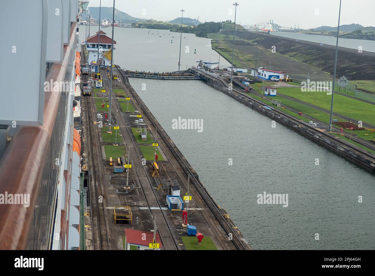Transiting the Panama Canal: the Pedro Miguel Locks Stock Photo - Alamy